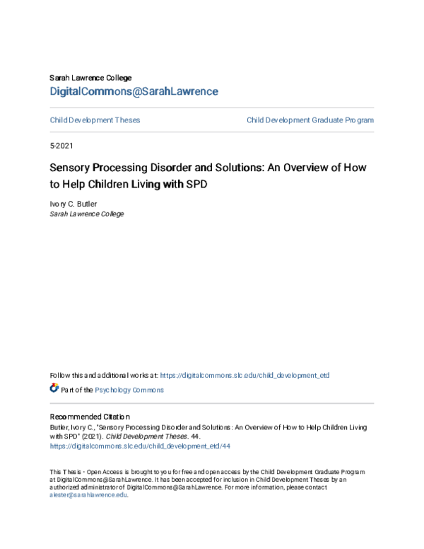 (PDF) Sensory Processing Disorder and Solutions: An Overview of How to ...