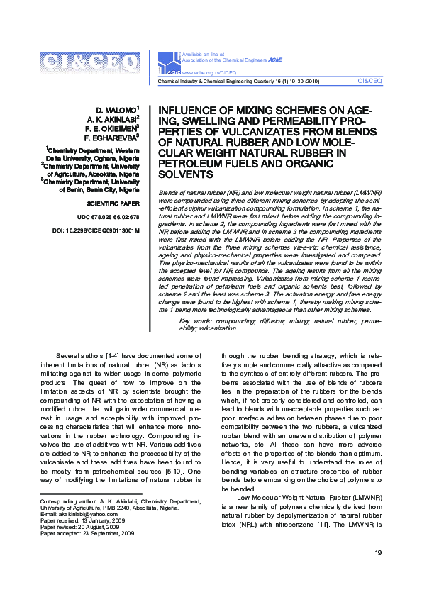 Pdf Influence Of Mixing Schemes On Ageing Swelling And Permeability Properties Of
