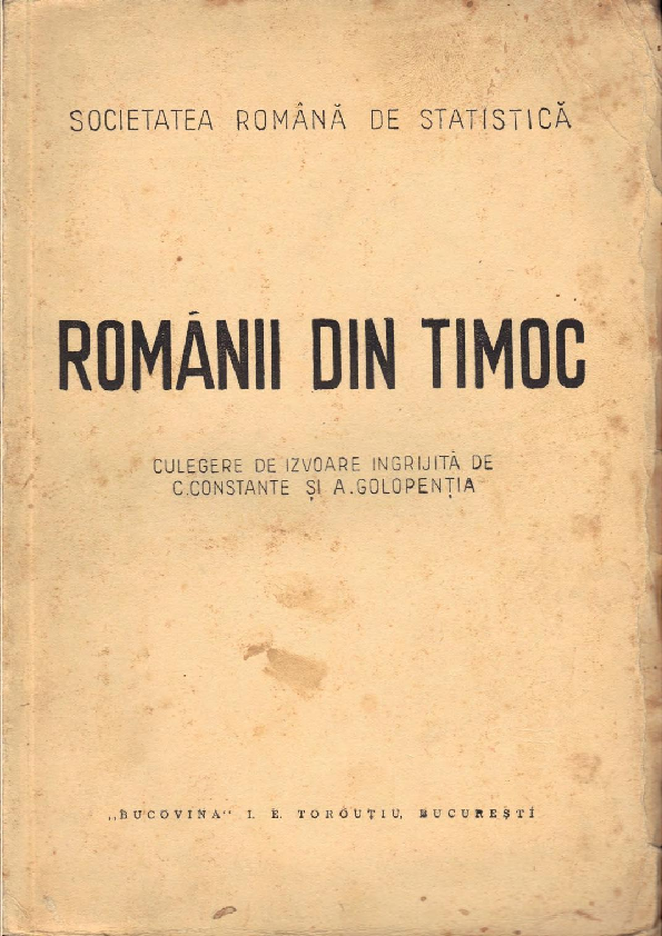 (PDF) C. Constante, A. Golopenția (ed.), Românii din Timoc. I. Românii ...