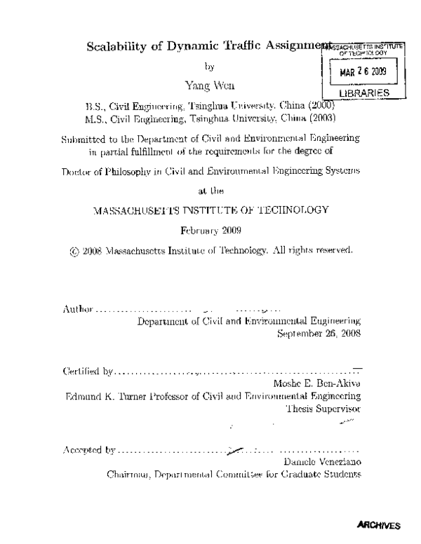 (PDF) Scalability of Dynamic Traffic Assignment