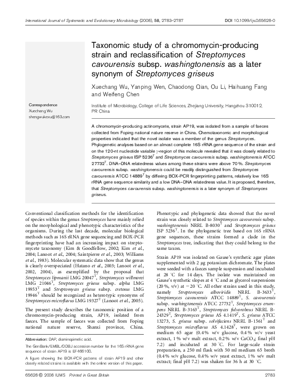 (PDF) Taxonomic study of a chromomycin-producing strain and ...