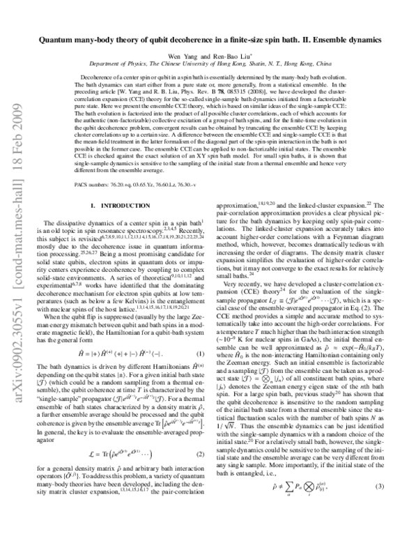 (PDF) Quantum many-body theory of qubit decoherence in a finite-size ...