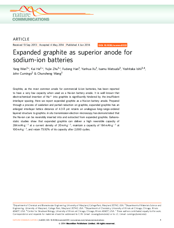 (PDF) Expanded graphite as superior anode for sodium-ion batteries