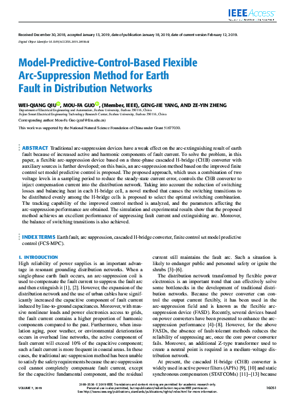 (PDF) Model-Predictive-Control-Based Flexible Arc-Suppression Method for Earth Fault in ...