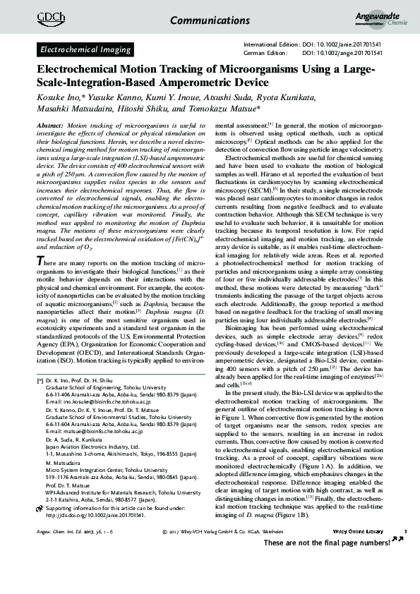 (PDF) Electrochemical Motion Tracking of Microorganisms Using a Large ...