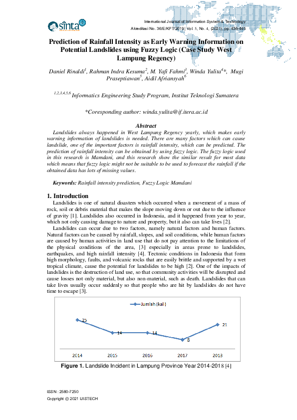 (PDF) Prediction of Rainfall Intensity as Early Warning Information on Potential Landslides ...