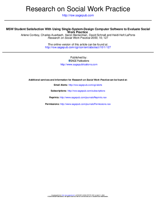 (PDF) MSW Student Satisfaction With Using Single-System-Design Computer ...