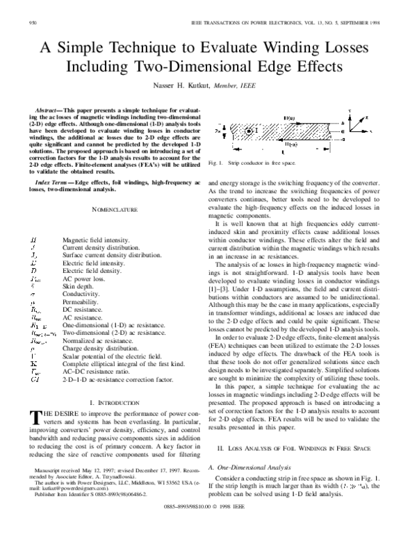 (PDF) A simple technique to evaluate winding losses including two ...