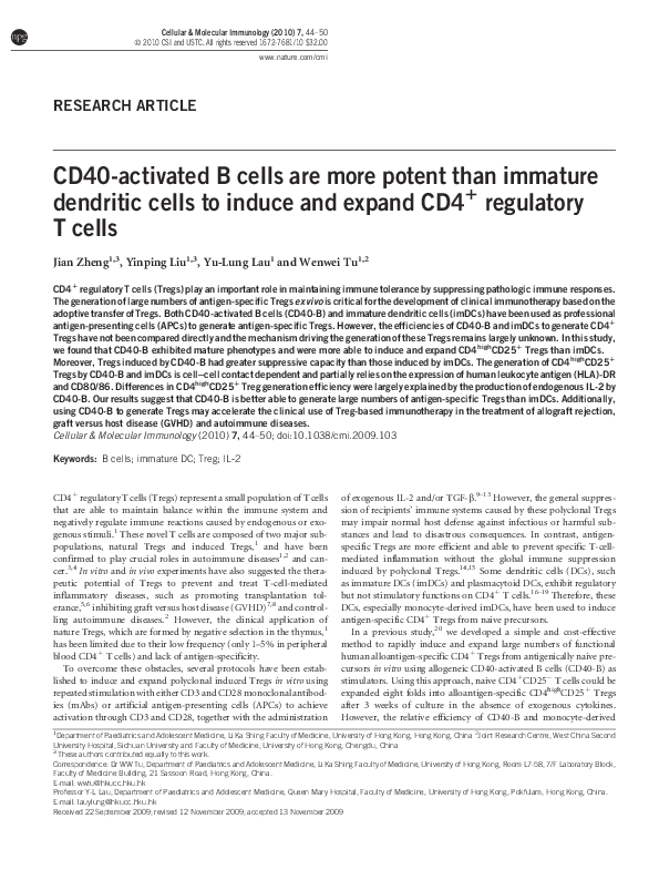 (PDF) CD40-activated B cells are more potent than immature dendritic ...