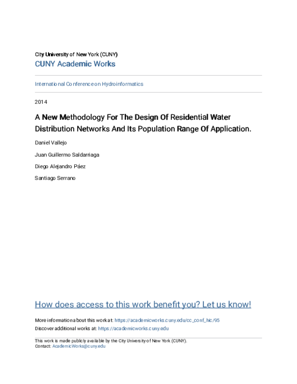 (PDF) A New Methodology For The Design Of Residential Water ...