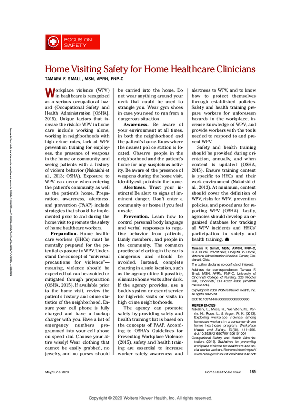 (PDF) Home Visiting Safety for Home Healthcare Clinicians | tamara ...
