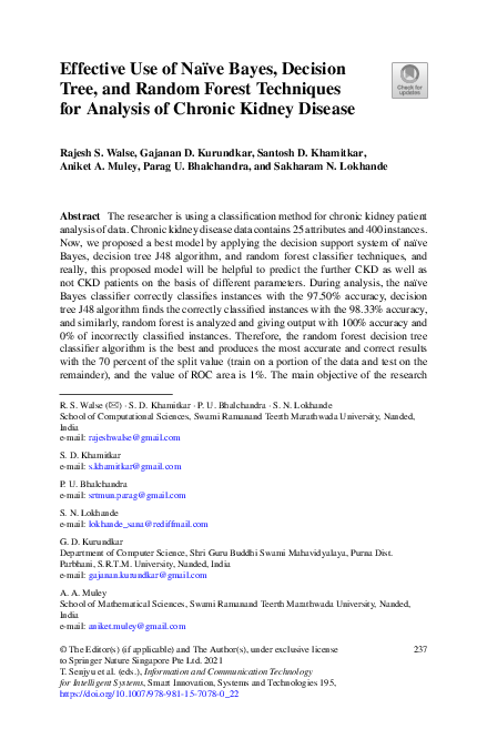 Pdf Effective Use Of Naïve Bayes Decision Tree And Random Forest Techniques For Analysis Of
