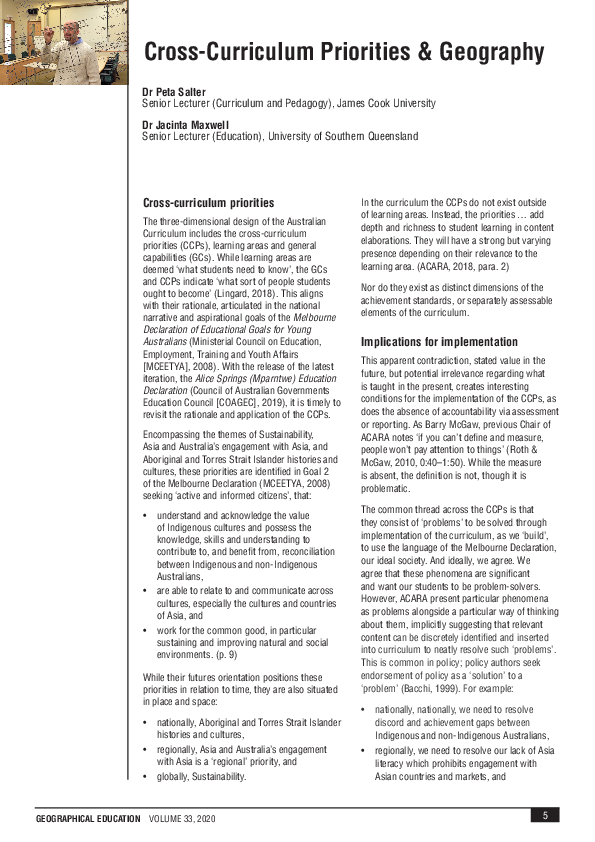 (PDF) Cross-Curriculum Priorities & Geography