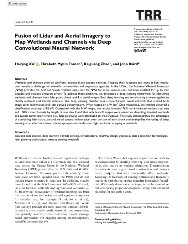 (PDF) Fusion of Lidar and Aerial Imagery to Map Wetlands and Channels via Deep Convolutional ...