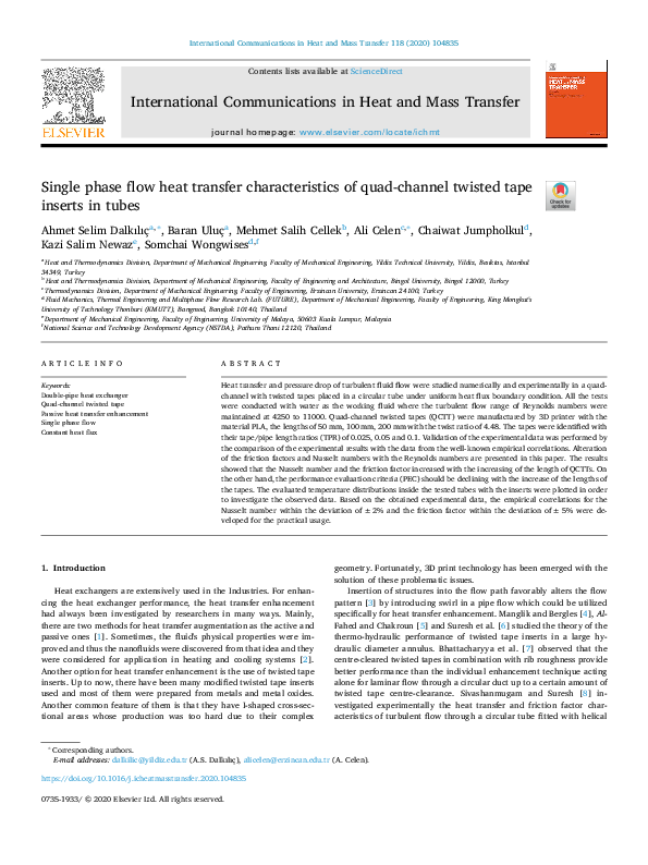 (PDF) Single phase flow heat transfer characteristics of quad-channel ...