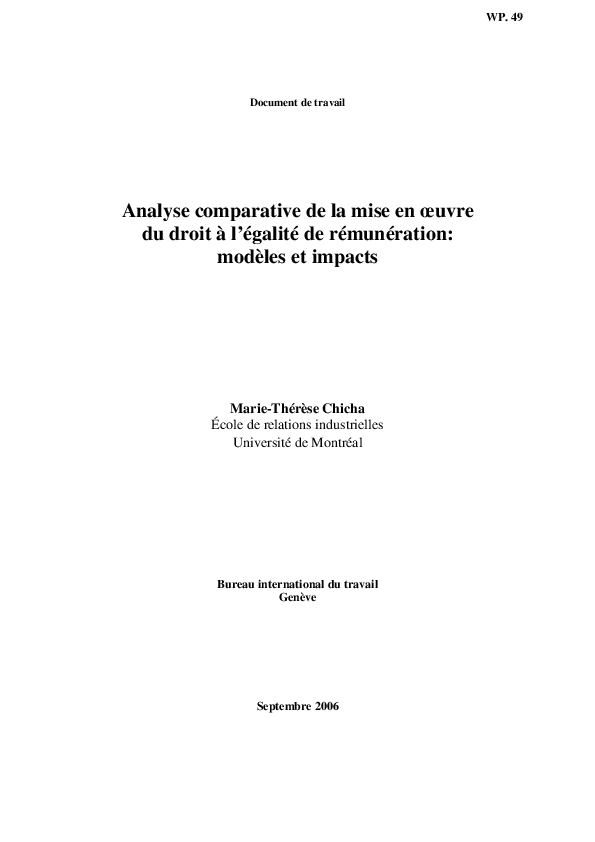 (PDF) Analyse comparative de la mise en uvre du droit l' galit de r mun ration: mod les et impacts