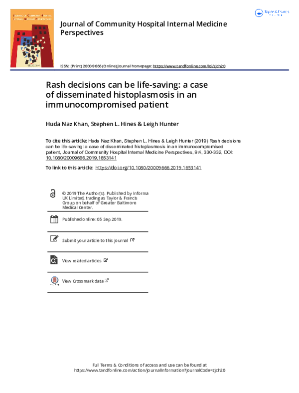 (PDF) Rash decisions can be life-saving: a case of disseminated ...