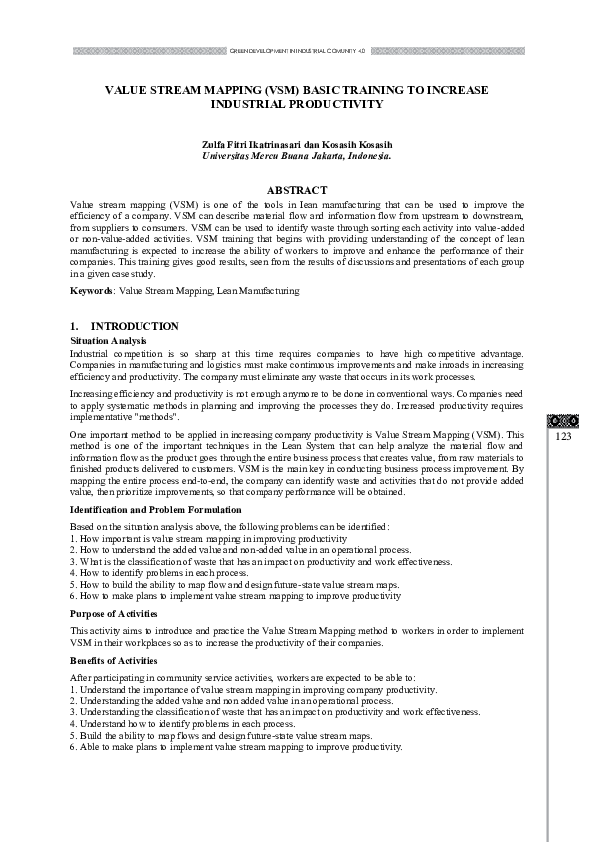 (PDF) Value Stream Mapping (VSM) Basic Training to Increase Industrial Productivity