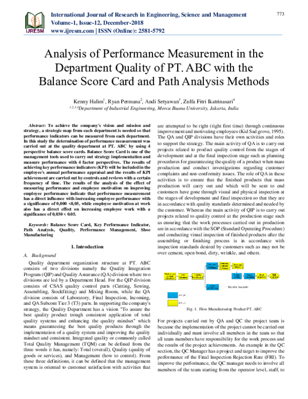 (PDF) Analysis of Performance Measurement in the Department Quality of ...