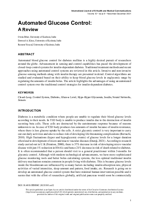 (PDF) Automated Glucose Control