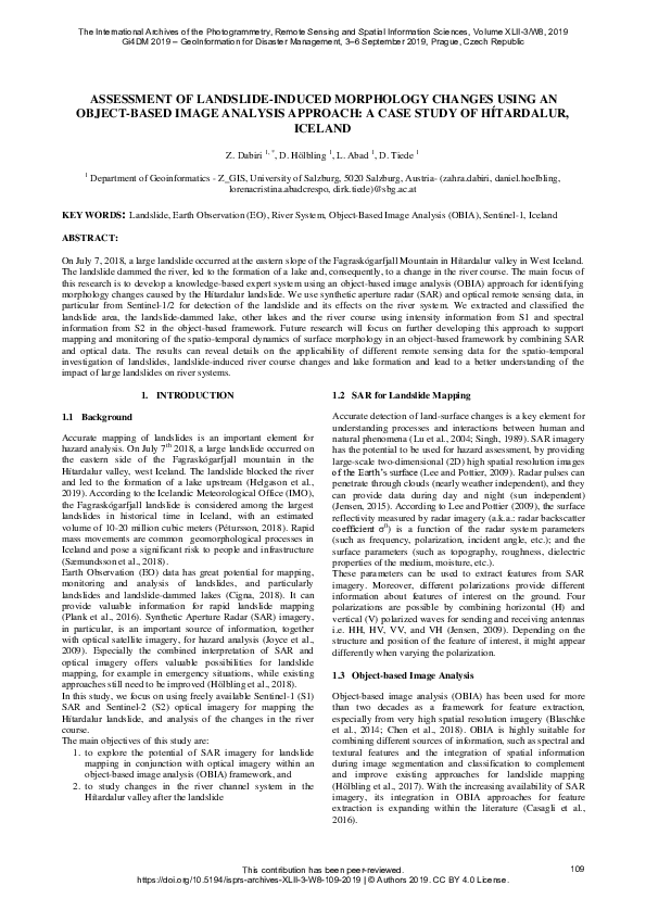 (PDF) Assessment of Landslide-Induced Morphology Changes Using an Object-Based Image Analysis ...