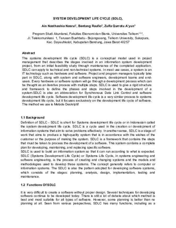 (DOC) SYSTEM DEVELOPMENT LIFE-CYCLE (SDLC)