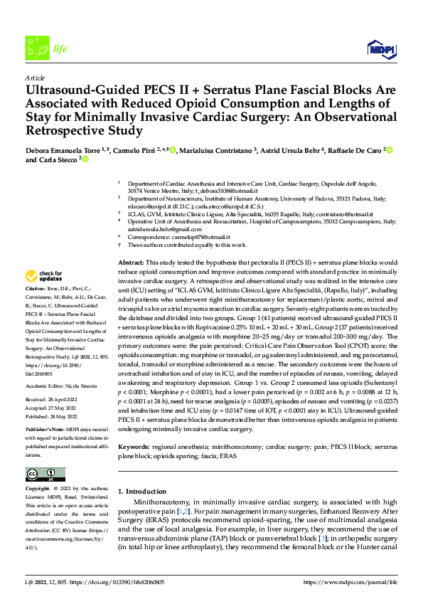 (PDF) Ultrasound-Guided PECS II + Serratus Plane Fascial Blocks Are ...