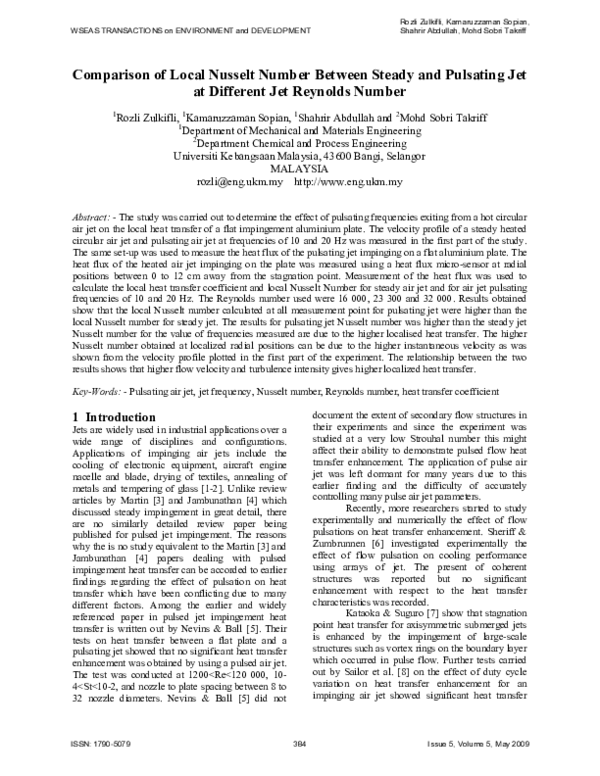 (PDF) Comparison of Local Nusselt Number Between Steady and Pulsating ...