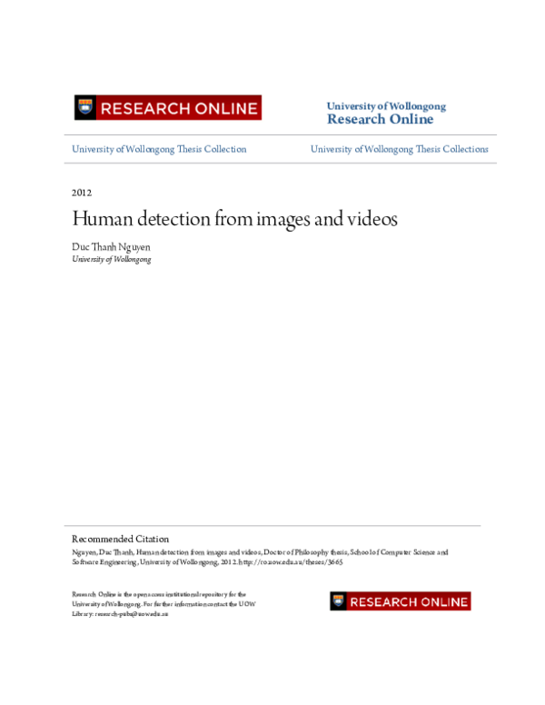 (PDF) Human detection from images and videos: A survey