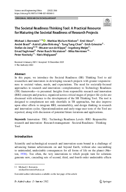 (PDF) The Societal Readiness Thinking Tool: A Practical Resource for ...