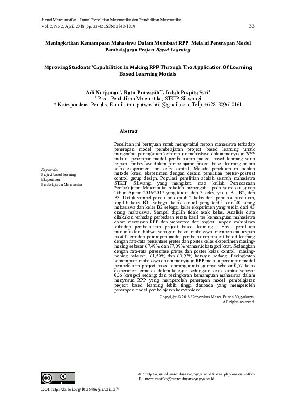 (PDF) Meningkatkan kemampuan mahasiswa dalam membuat RPP melalui penerapan model pembelajaran ...