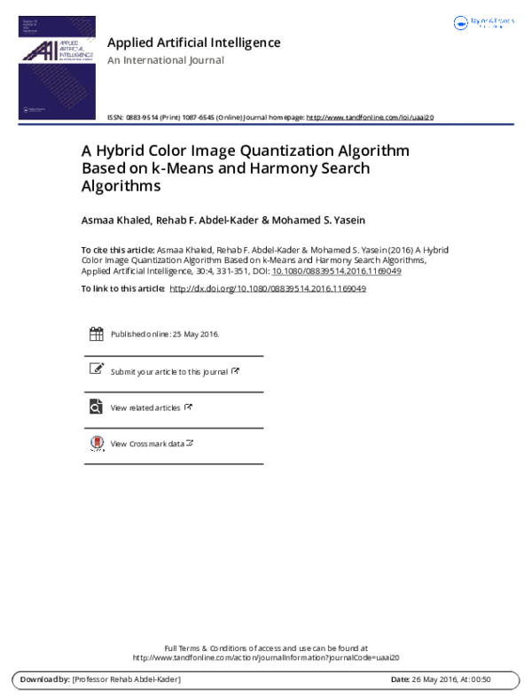 (PDF) A Hybrid Color Image Quantization Algorithm Based on k-Means and Harmony Search Algorithms