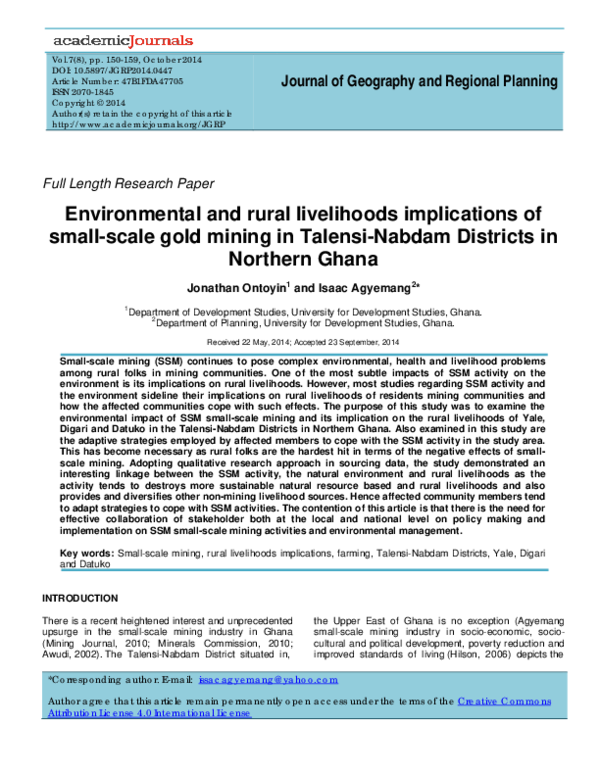 (PDF) Environmental and rural livelihoods implications of small-scale ...