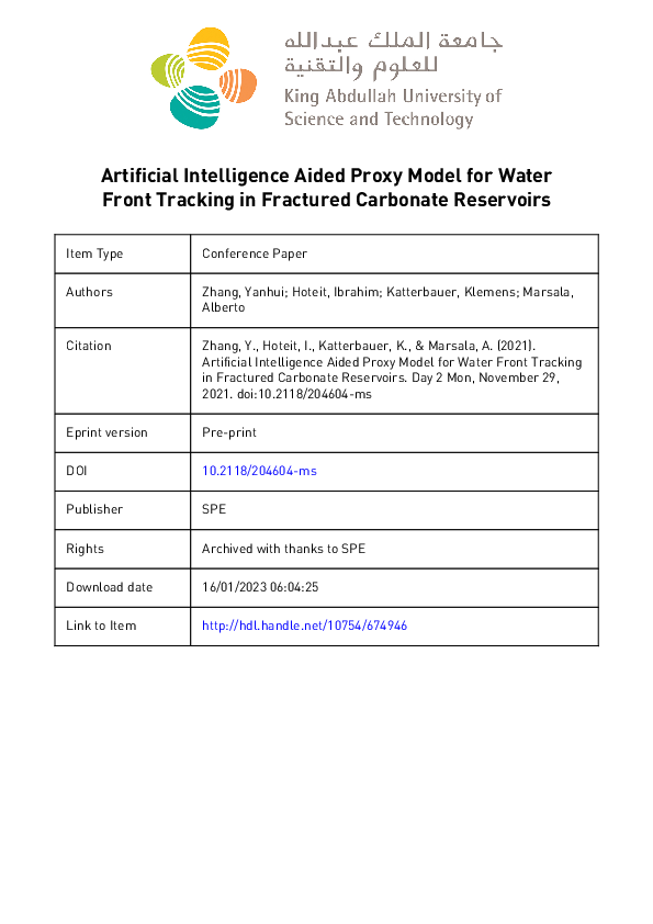 (PDF) Artificial Intelligence Aided Proxy Model for Water Front ...