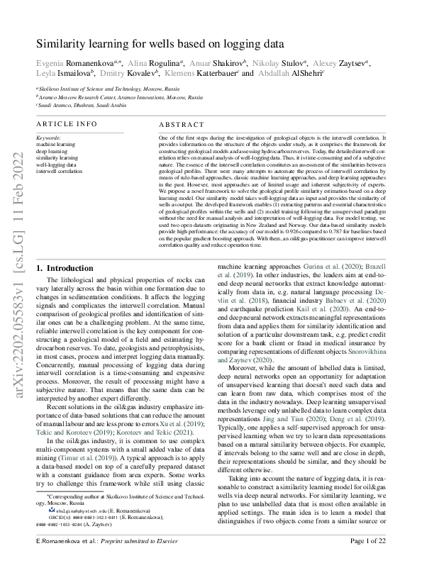 (PDF) Similarity learning for wells based on logging data