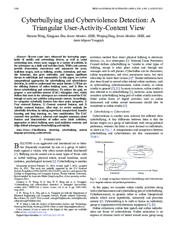 (PDF) Cyberbullying and Cyberviolence Detection: A Triangular User ...