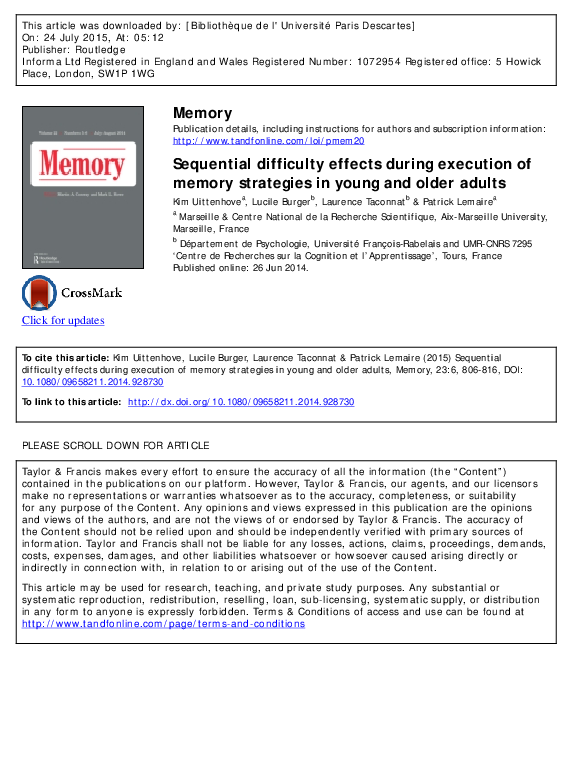 (PDF) Sequential difficulty effects during execution of memory strategies in young and older adults