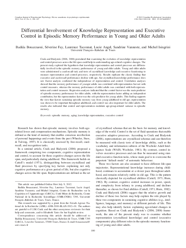 (PDF) Differential involvement of knowledge representation and executive control in episodic ...