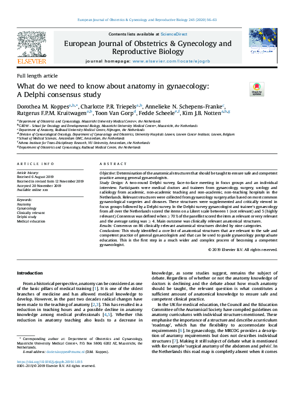 (PDF) What do we need to know about anatomy in gynaecology: A Delphi ...