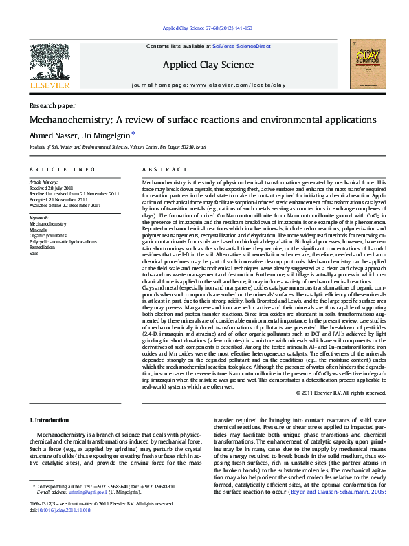 (PDF) Mechanochemistry: A review of surface reactions and environmental ...