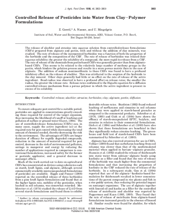 (PDF) Controlled Release of Pesticides into Water from Clay−Polymer ...