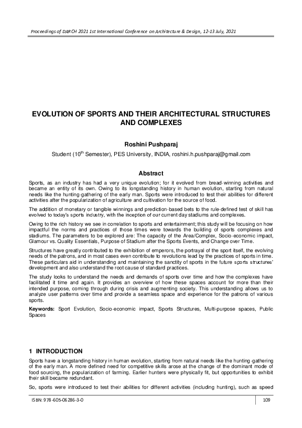 (PDF) Evolution of Sports and Their Architectural Structures and Complexes