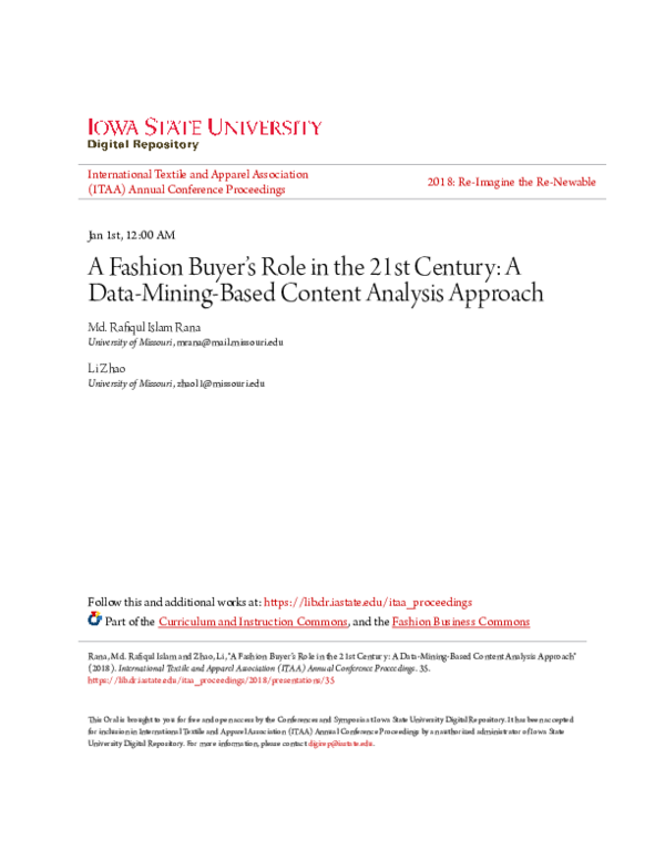 (PDF) A Fashion Buyer’s Role in the 21st Century: A Data-Mining-Based Content Analysis Approach