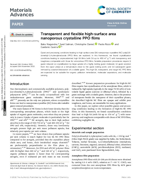 (PDF) Transparent and flexible high-surface area nanoporous crystalline ...