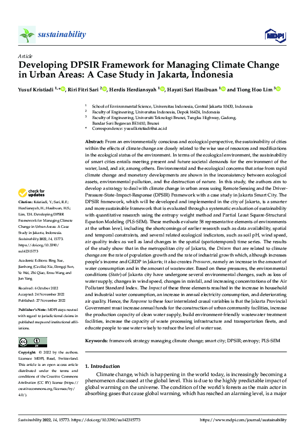 (PDF) DPSIR Framework for Urban Climate Change: Jakarta Case Study