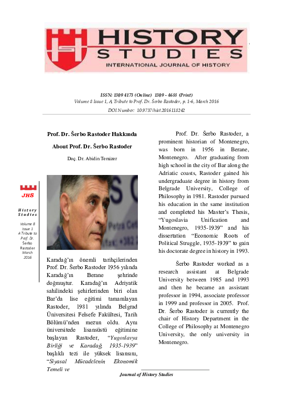 (PDF) Prof. Dr. Serbo Rastoder Hakkında