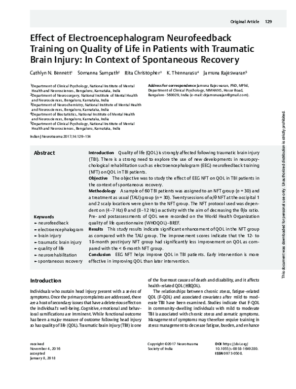 (PDF) Effect of Electroencephalogram Neurofeedback Training on Quality ...