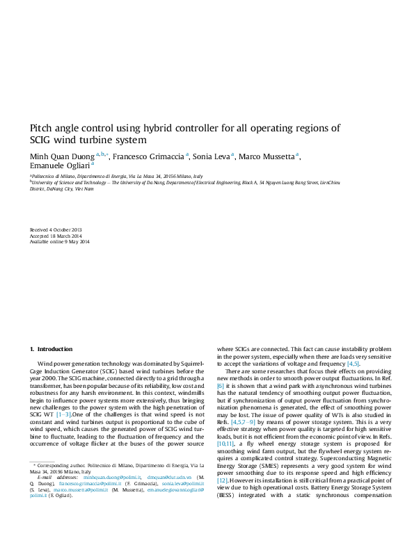 (PDF) Pitch angle control using hybrid controller for all operating ...