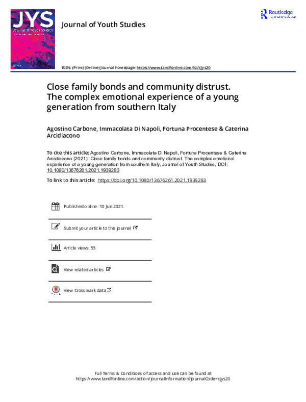 (PDF) Close family bonds and community distrust. The complex emotional ...