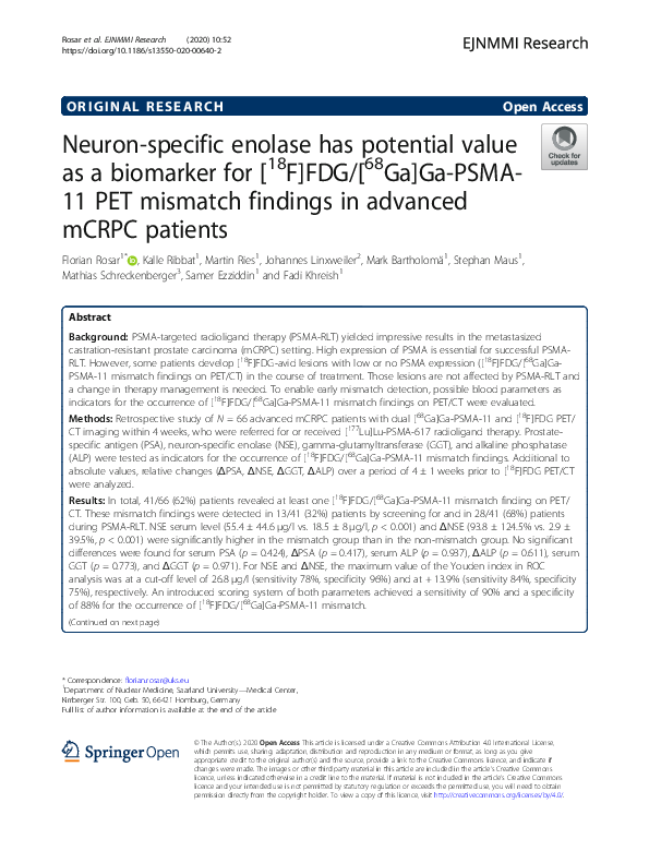 (PDF) Neuron-specific enolase has potential value as a biomarker for ...
